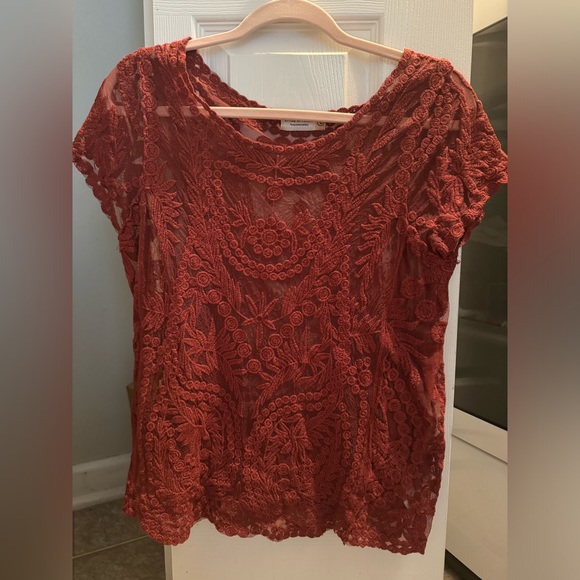 style apparel | Tops | Rust Sheer Shirt | Poshmark
